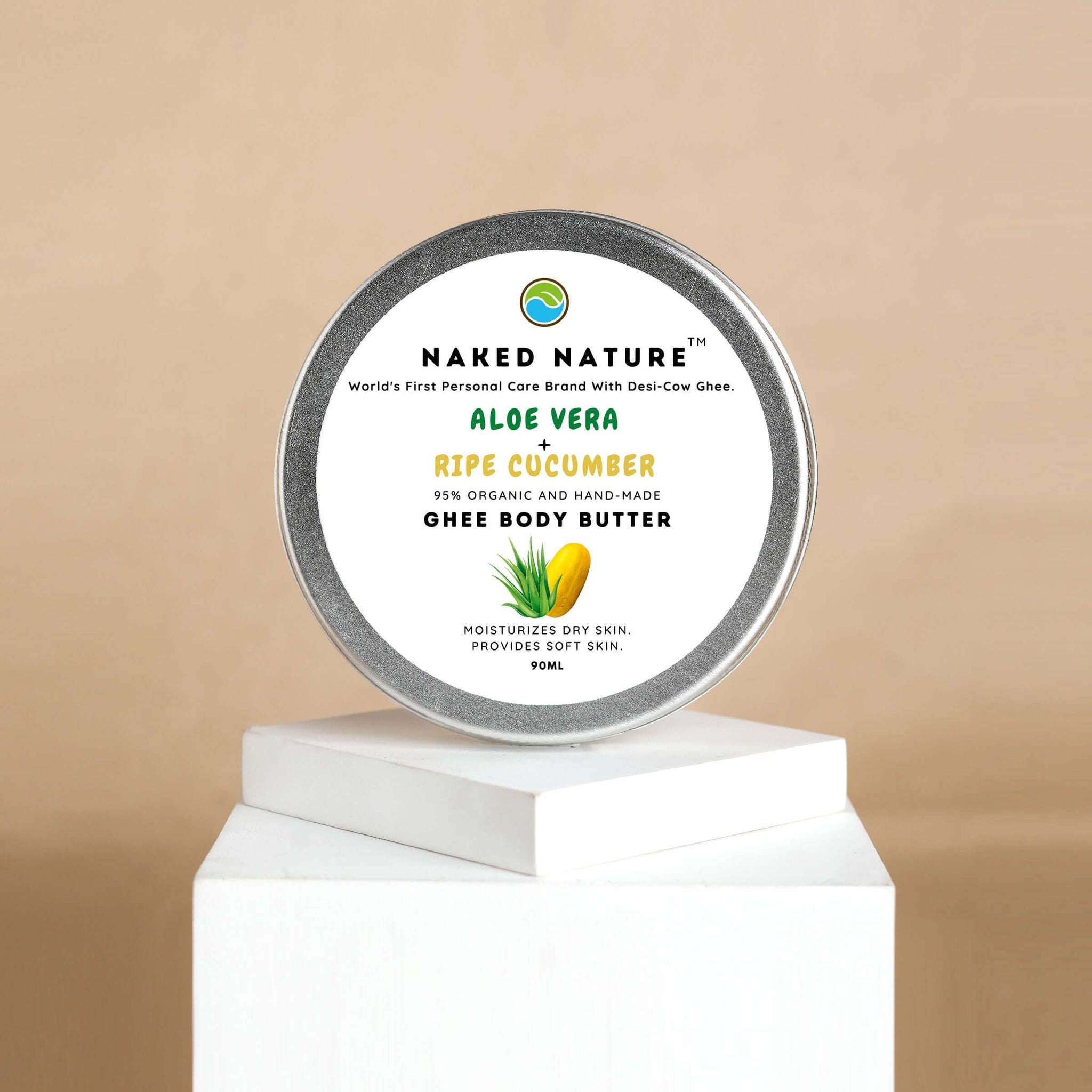 Naked Nature Ghee Body Butter (Ripe Cucumber + Aloevera) - For Dry Skin.