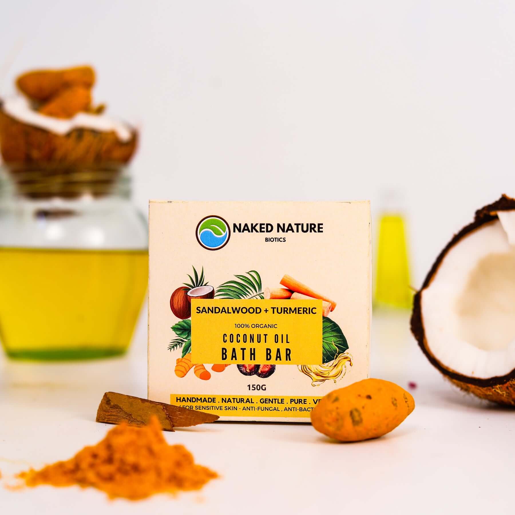 Naked Nature Sandalwood Turmeric Bath Bar Soap - Anti-Fungal, Anti ...